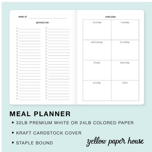 MEAL PLANNER Traveler's Notebook Insert - Choose From 23 Colors - 8 ...