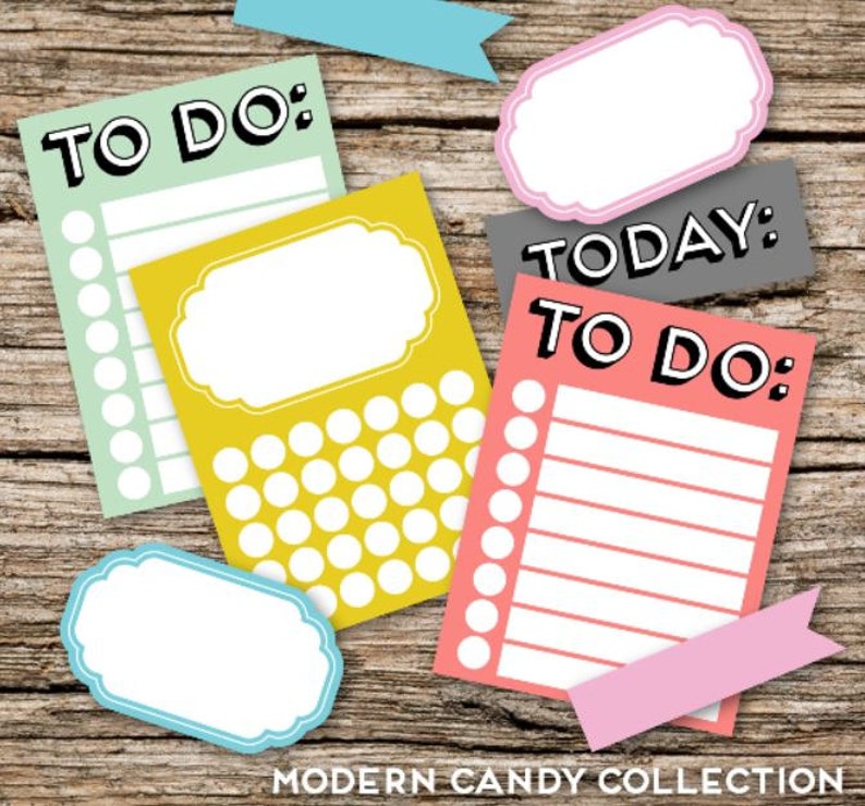 Printable MODERN CANDY Collection - 4 Pages - Journaling Cards, Tabs ...