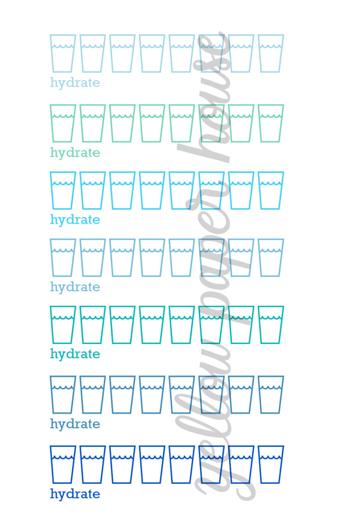 Printable 2 X .5 Inch Hydration Tracker Stickers Instant - Etsy