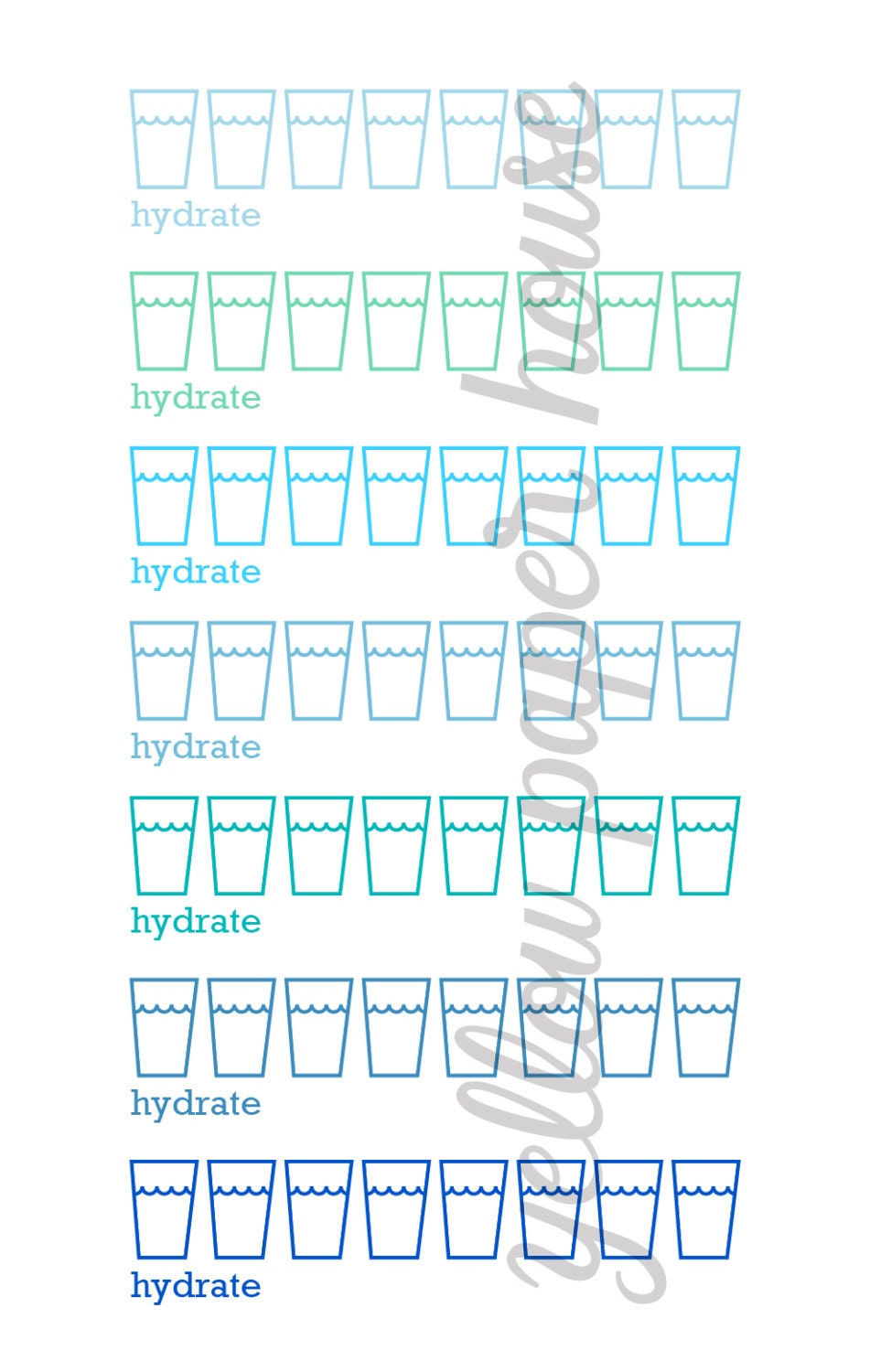 Printable 2 X .5 Inch Hydration Tracker Stickers Instant - Etsy UK
