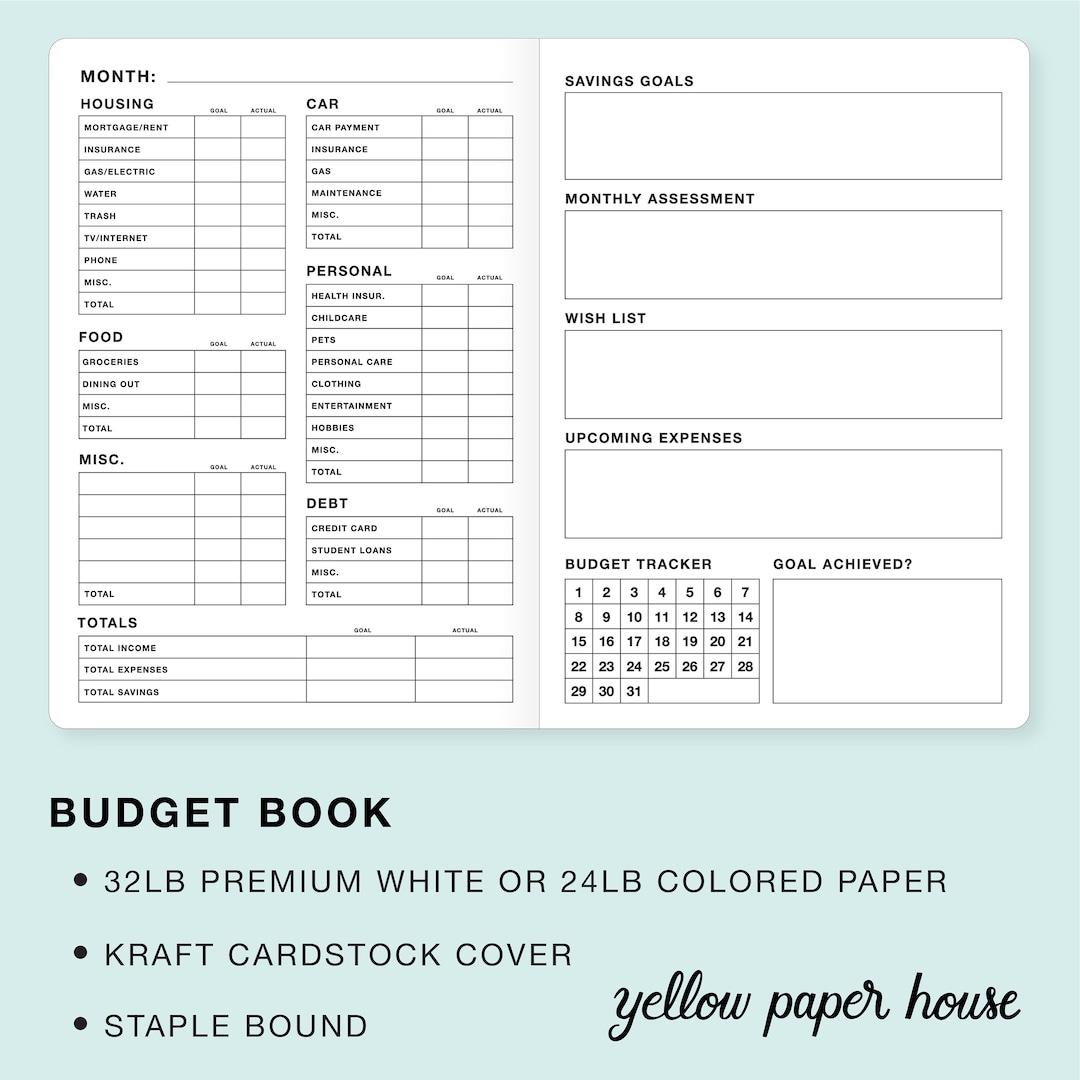 BUDGET BOOK Traveler's Notebook Insert - Choice of 23 Colors and 8 ...