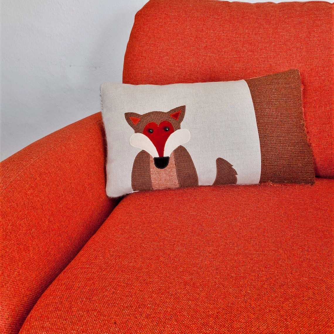 Handmade Autumn Fox Cushion With Check Wool as Seen on BBC - Etsy
