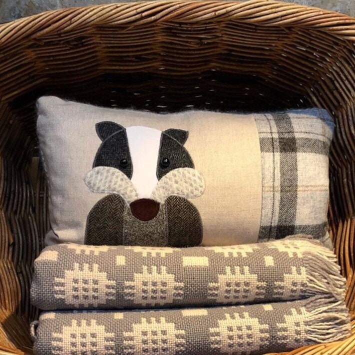 Handmade Badger Cushion With British Tweeds - Etsy