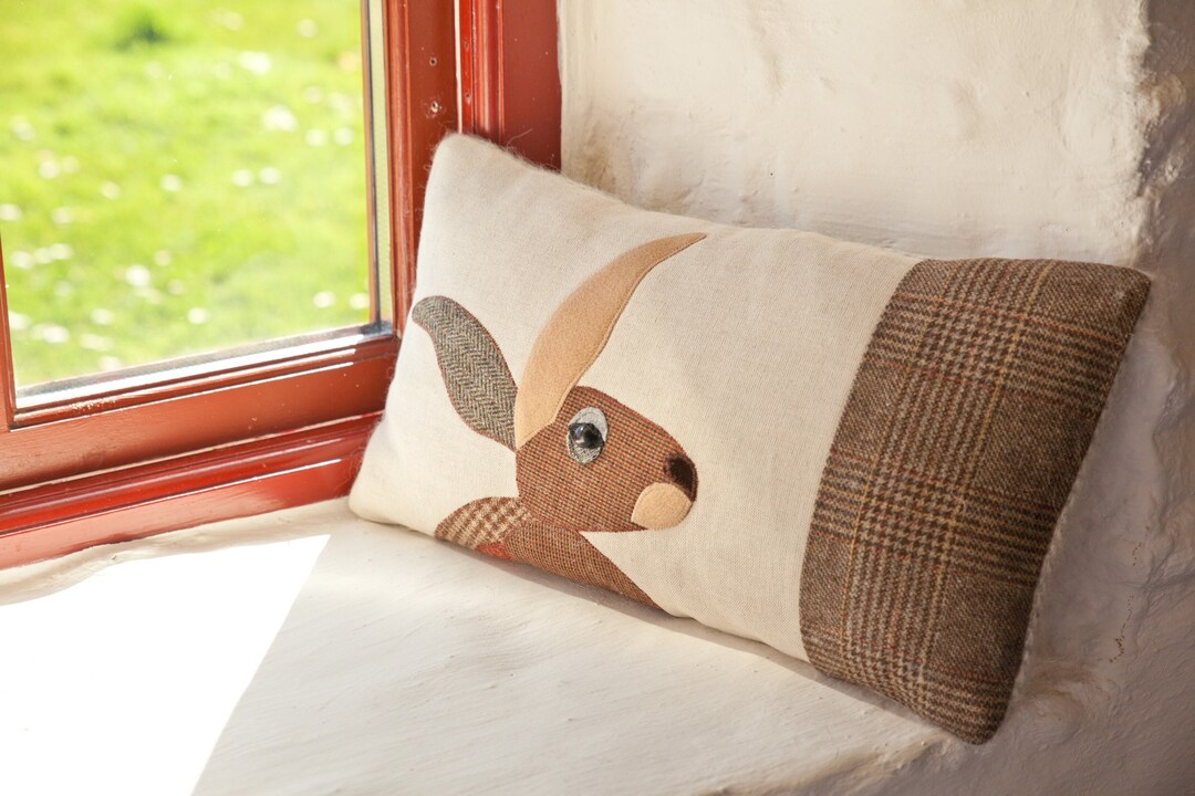 Handmade Hare Cushion With British Tweeds - Etsy