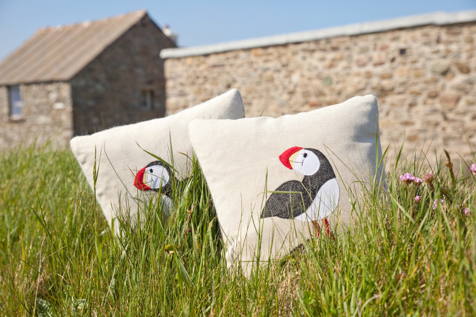 Handmade Puffin Cushion With British Tweeds - Etsy