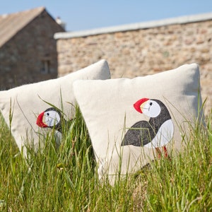 Handmade Puffin Cushion With British Tweeds - Etsy