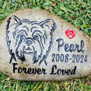 Pet Memorial Stone 9”/10” & 7”/8" Engraved Personalized Rock Stone ...