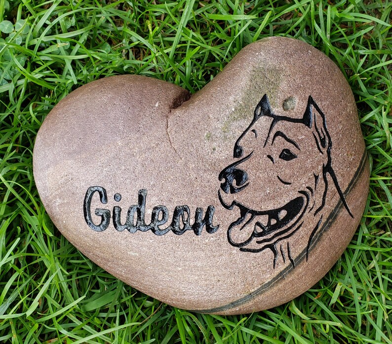 PIT BULL Memorial 7”-8" or 9-10” ,stone (approx Size.) PERSONALIZED ...