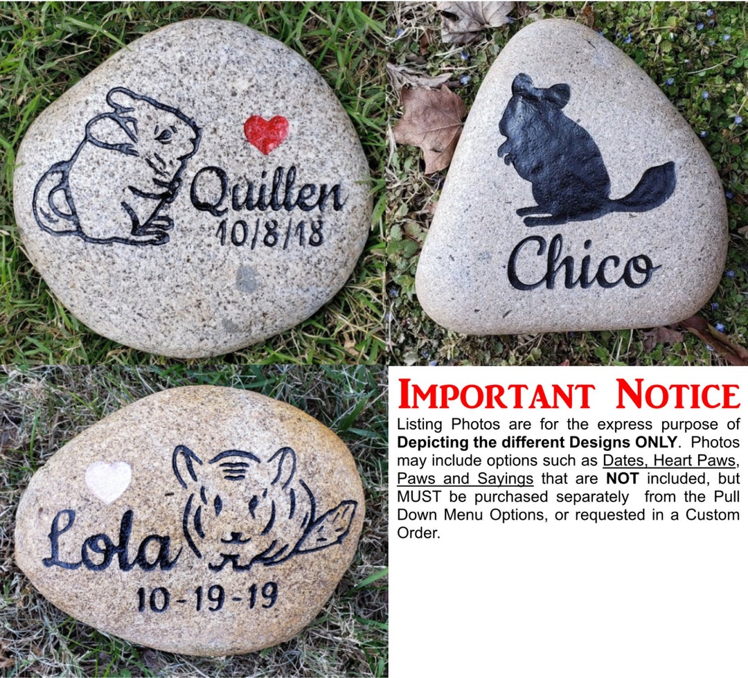 Pet Memorial Chinchilla Stone 5/6 or 7/8, Engraved Personalized Stone ...