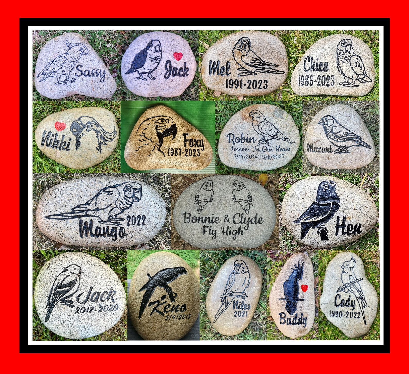 Parrot Bird Pet Memorial Stone, Exotic Bird, Native Bird, Outdoor ...