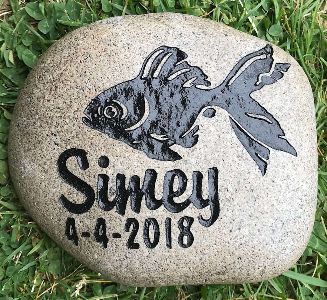 FISH MEMORIAL STONE 9”/10” or 7”/8"or 5”/6" Approx Size. Personalized ...