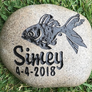 FISH MEMORIAL STONE 9”/10” or 7”/8"or 5”/6" Approx Size. Personalized ...