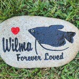 FISH MEMORIAL STONE 9”/10” or 7”/8"or 5”/6" Approx Size. Personalized ...