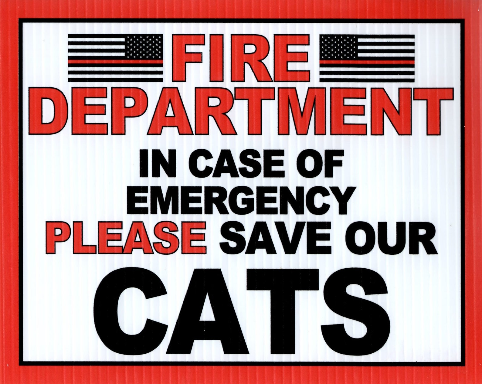 Pet Emergency Sign, 8"x 10" Coroplast, UV Printed, Fire Dept, Pets ...