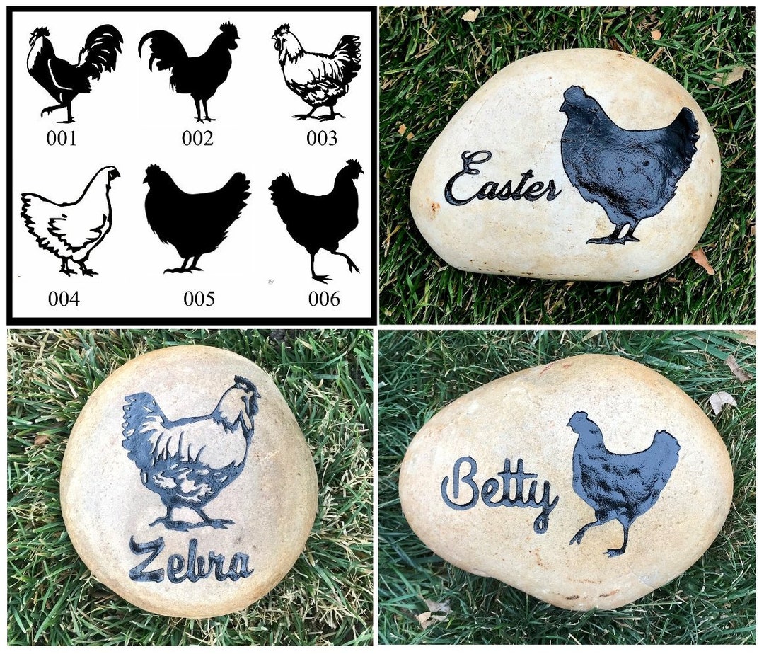 Chicken Pet Memorial Stone, 5/6 Only, Hen, Rooster, Silkie, Outdoor ...
