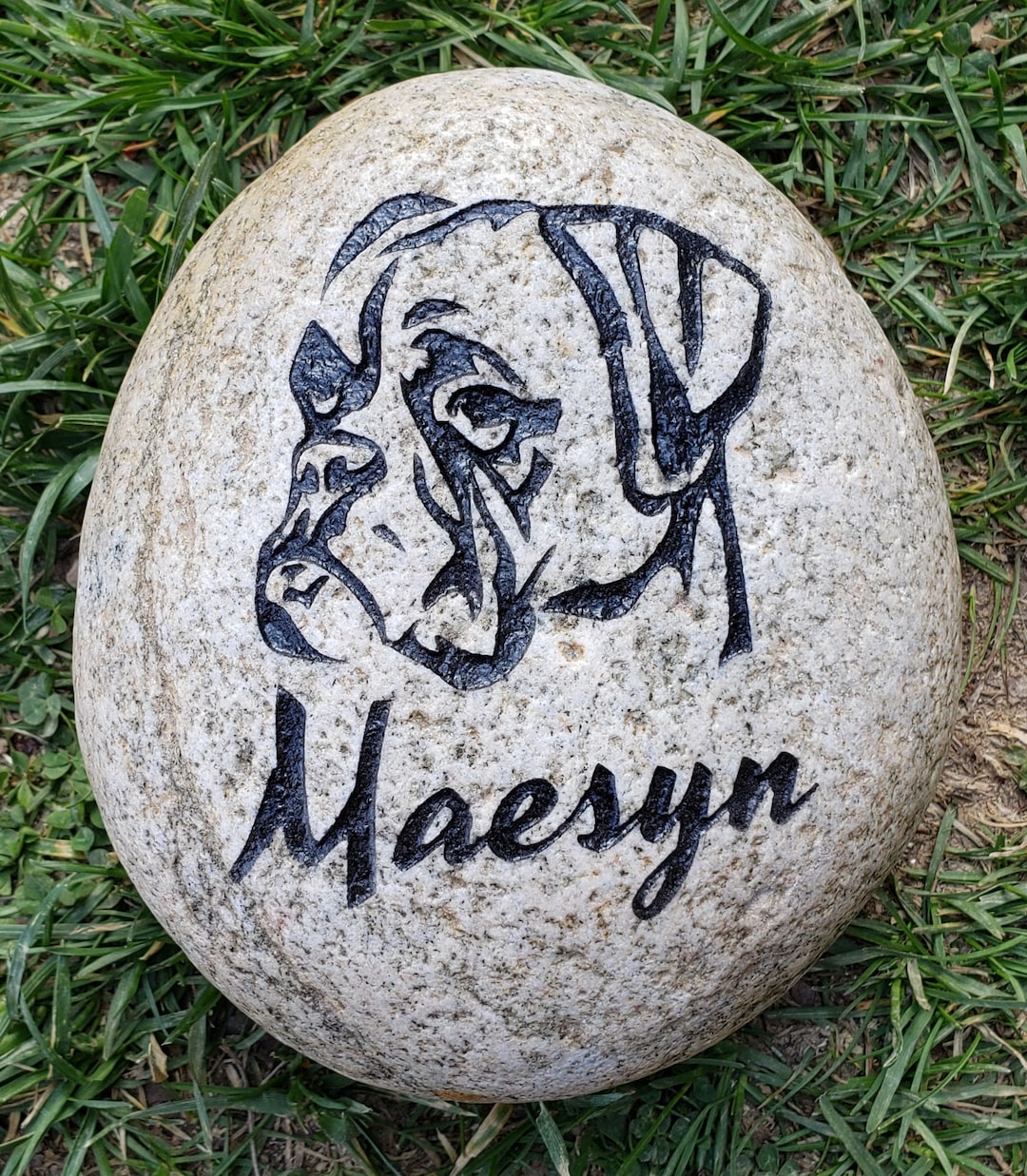 Pet Memorial Stone, 9”/10” or 7”/8" Personalized Engraved, River Stone ...