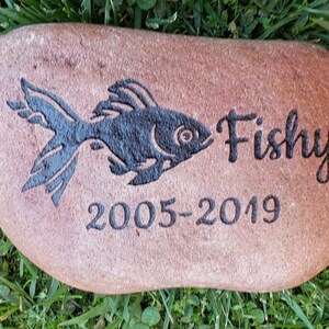 FISH MEMORIAL STONE 9”/10” or 7”/8"or 5”/6" Approx Size. Personalized ...