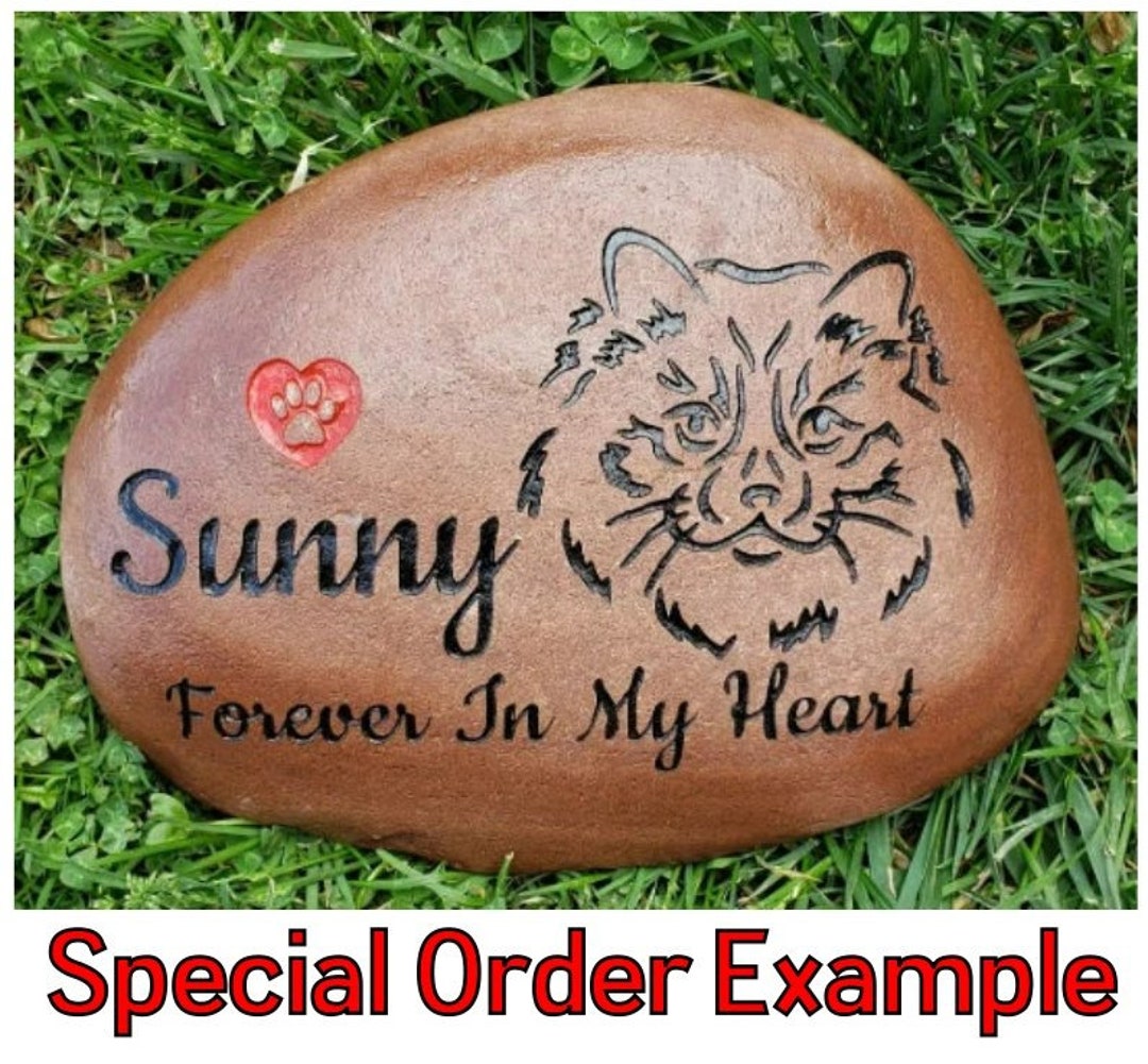 Cat Memorial Stone, Pet Memorial Stone, Engraved Stone, Burial Grave ...