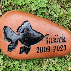FISH MEMORIAL STONE 9”/10” or 7”/8"or 5”/6" Approx Size. Personalized ...