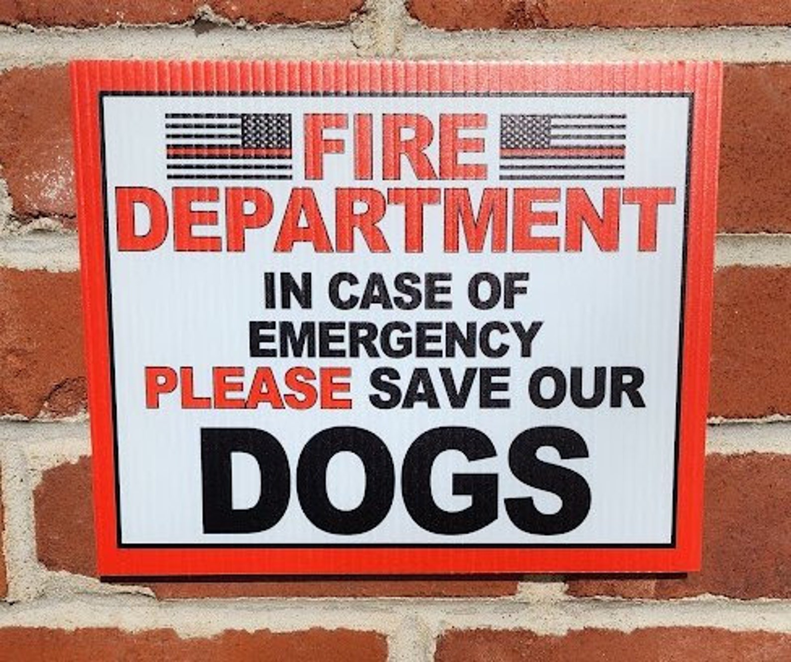 Pet Emergency Sign, 8"x 10" Coroplast, UV Printed, Fire Dept, Pets ...