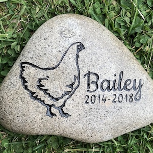 Chicken Pet Memorial Stone, 5”/6" Only, Hen, Rooster, Silkie, Outdoor ...