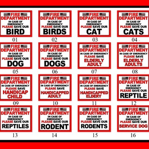 Pet Emergency Sign, 8"x 10" Coroplast, UV Printed, Fire Dept, Pets ...