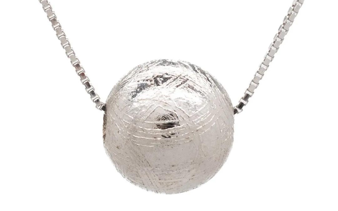 Silver Iron Meteorite Bead Necklace 10mm - Etsy