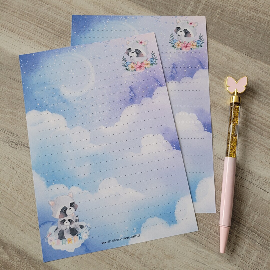 Night Sky Raccoons Letter Writing Paper Sheets - Etsy