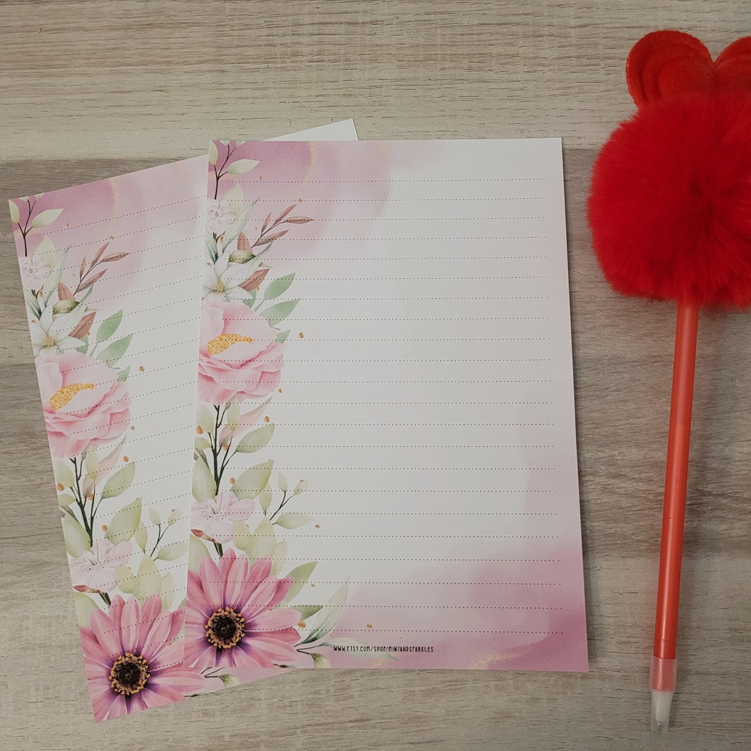 Beautiful Flower Border Letter Writing Paper Sheets - Etsy