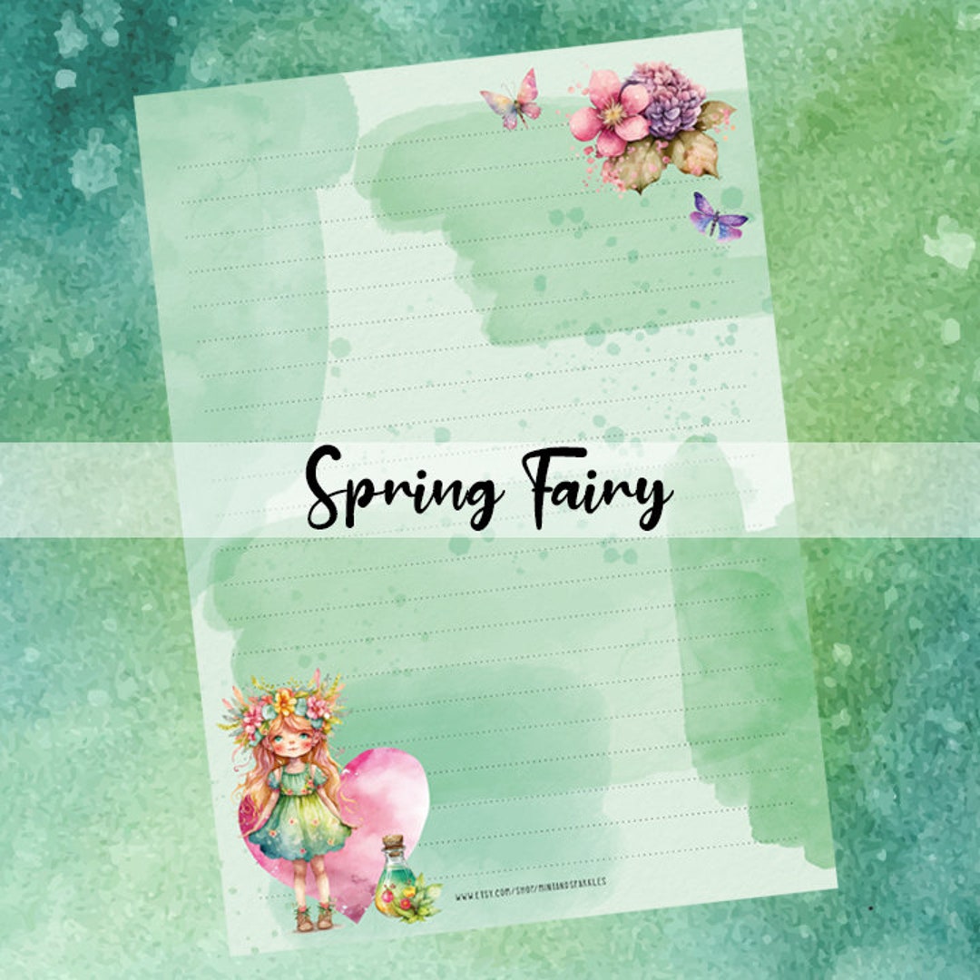 Spring Fairy Letter Writing Paper Sheets - Etsy
