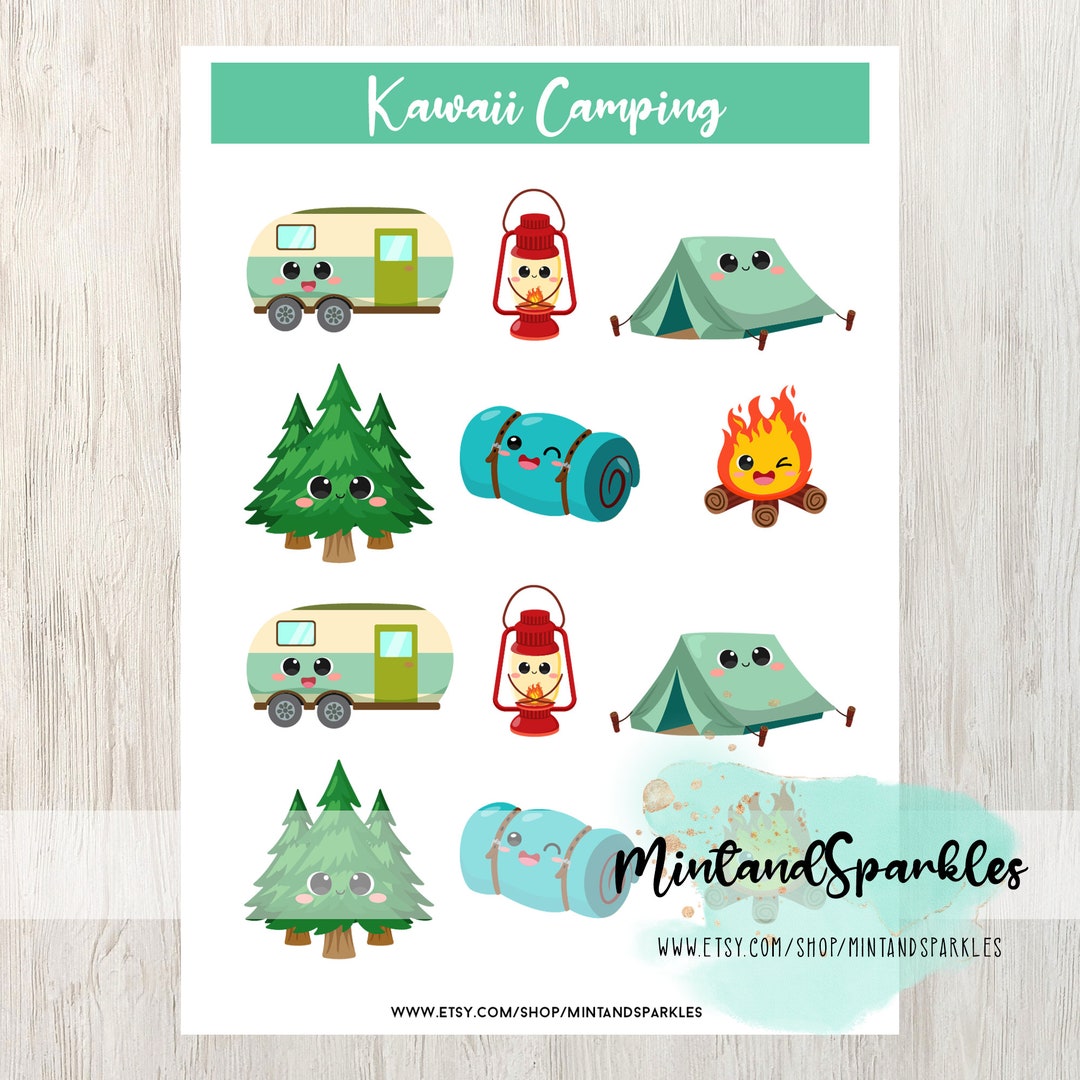 Kawaii Camping Stickersheet - Etsy