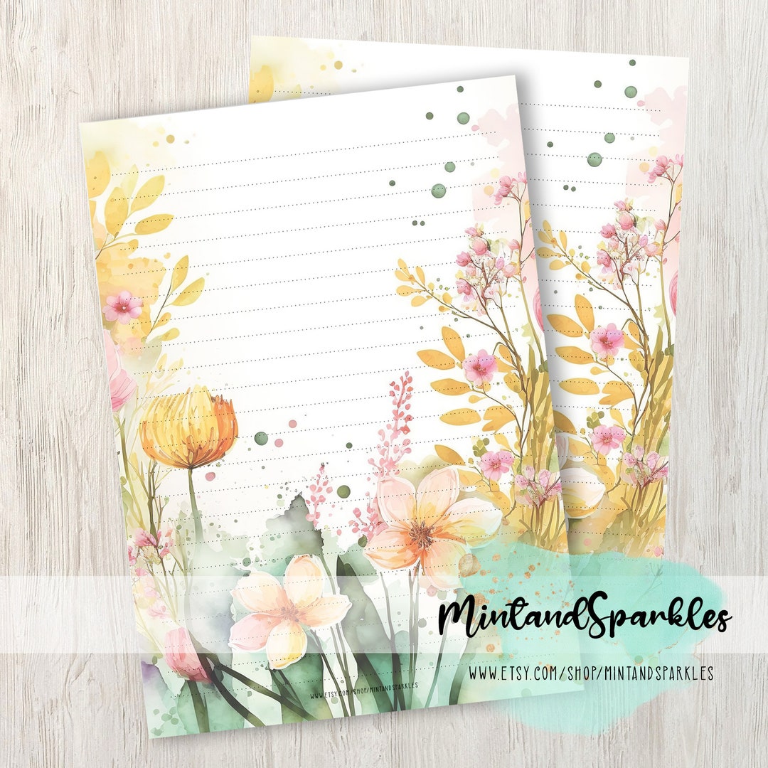 Spring Time Flowers Letter Writing Paper Sheets - Etsy