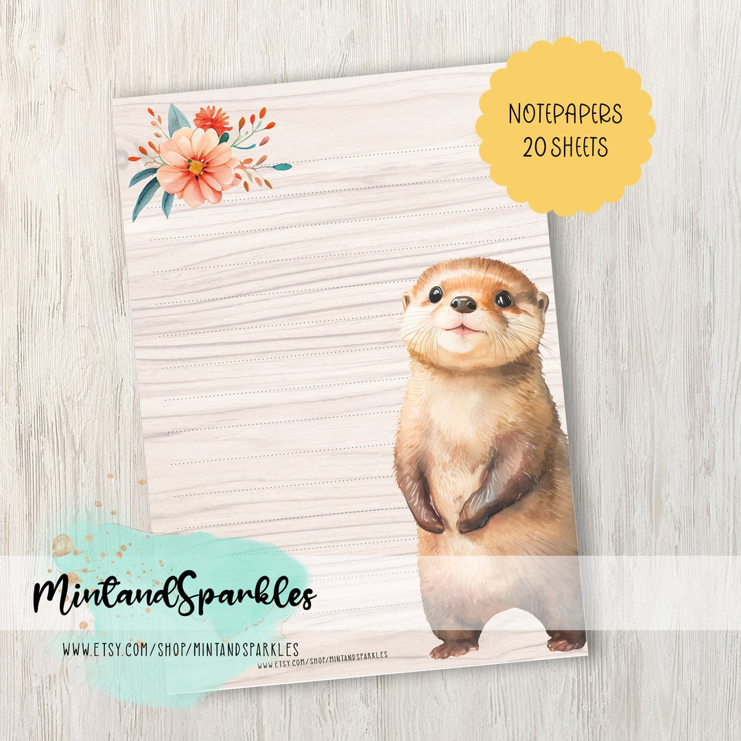 Sweet Otter | Notepapers | Letter | Writing | Paper Sheets - Etsy