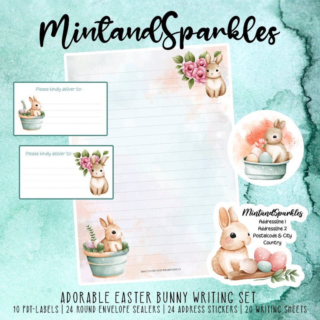 Adorable Easter Bunny Set Letter Writing Paper Sheets - Etsy