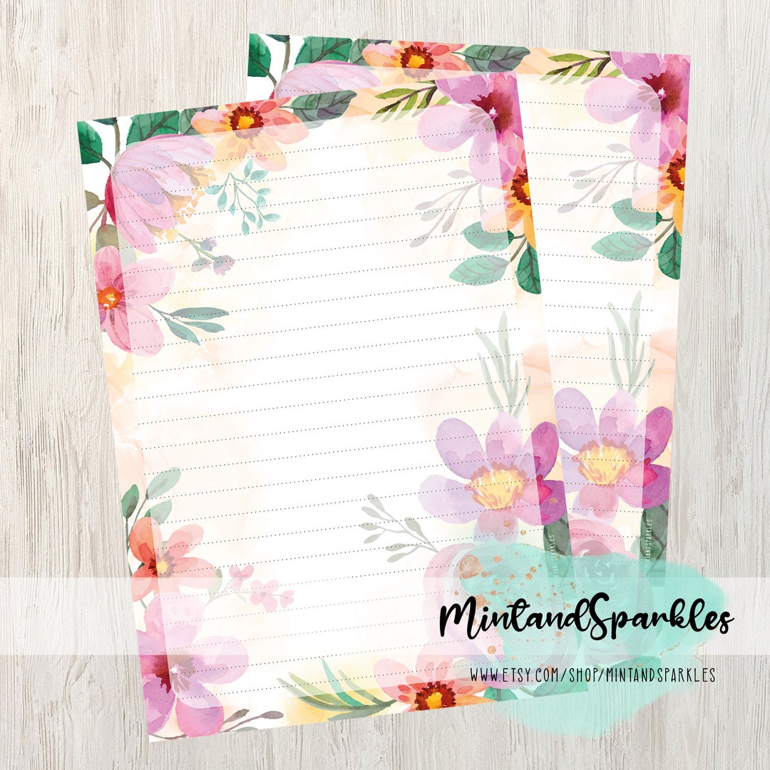 Watercolor Summer Flowers Letter Writing Paper Sheets - Etsy