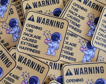Warning Extreme Happiness Sticker Label - Etsy
