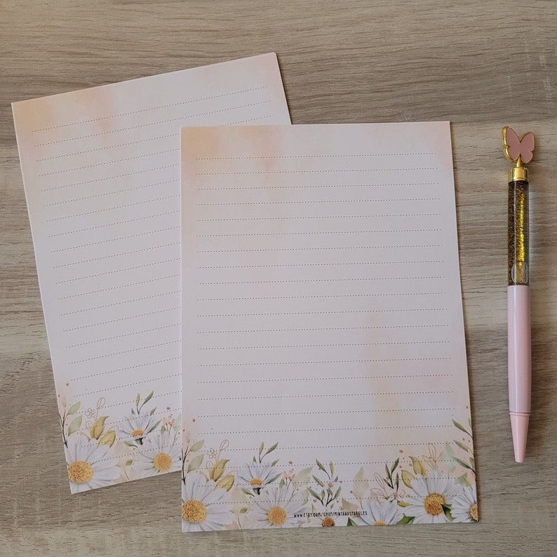 Summer White Daisies Letter Writing Paper Sheets - Etsy