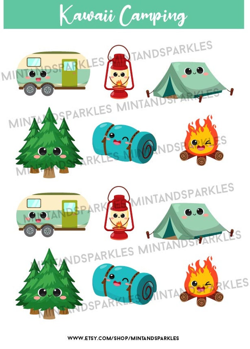 Kawaii Camping Stickersheet - Etsy