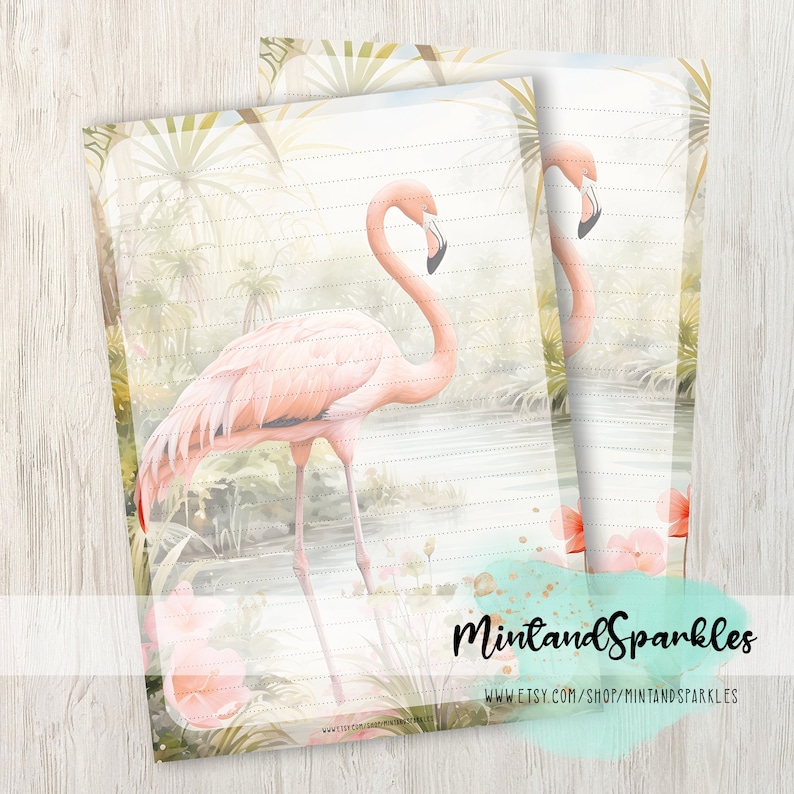 Tropical Flamingo Letter Writing Paper Sheets - Etsy