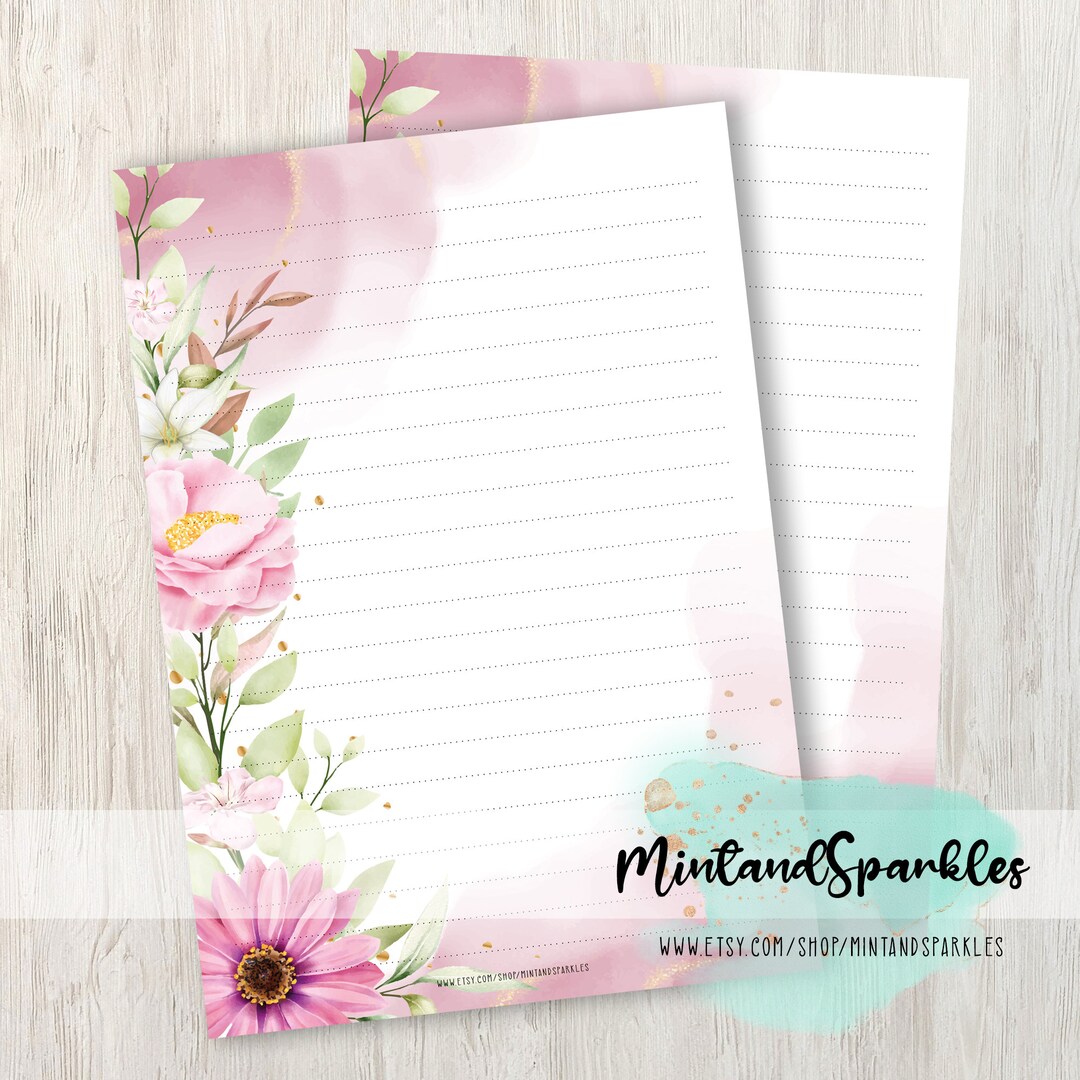 Beautiful Flower Border Letter Writing Paper Sheets - Etsy