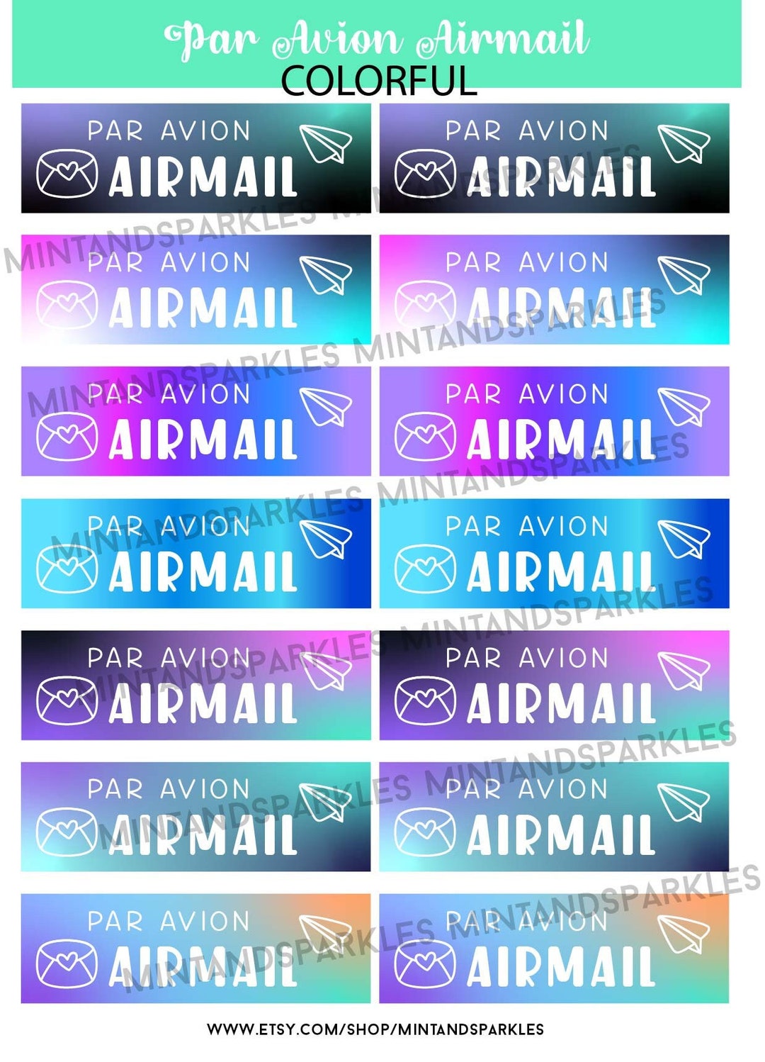 Par Avion Airmail Stickersheet - Etsy
