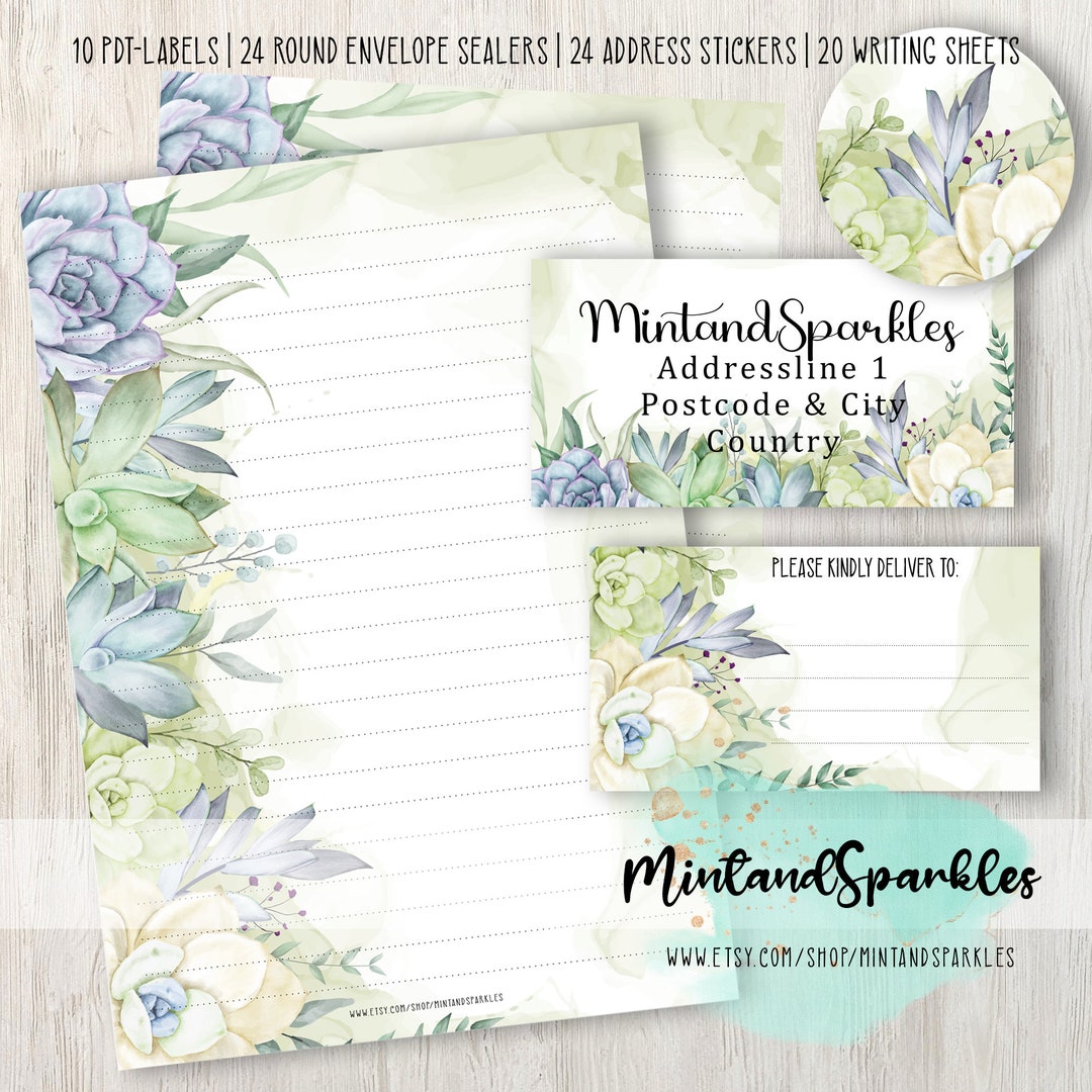 Succulents Set Letter Writing Paper Sheets - Etsy