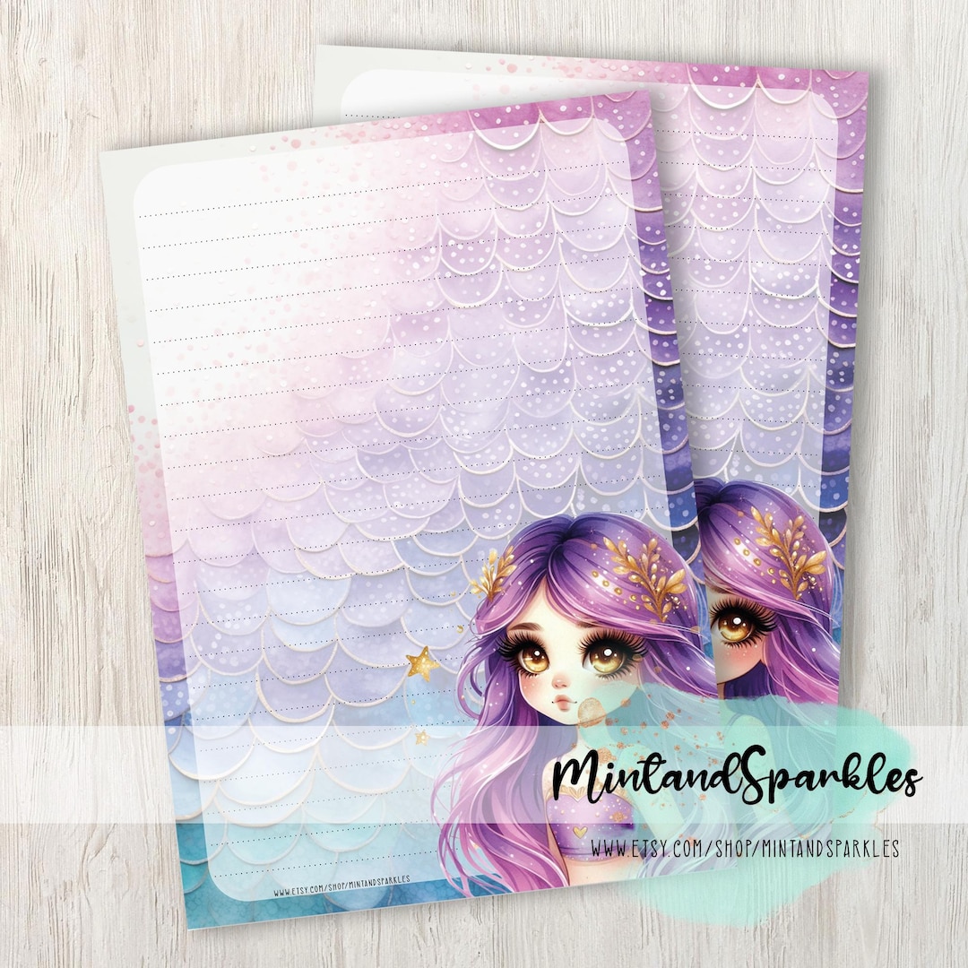 Magical Mermaid Letter Writing Paper Sheets - Etsy