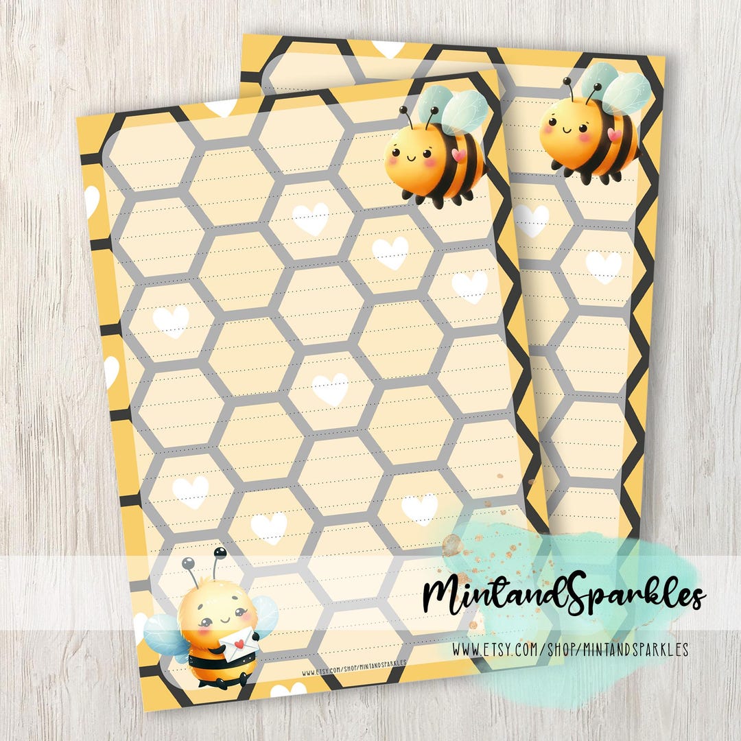 Cute Spring Bee Letter Writing Paper Sheets - Etsy
