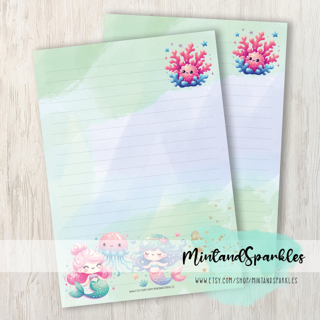 Pastel Mermaids Letter Writing Paper Sheets - Etsy
