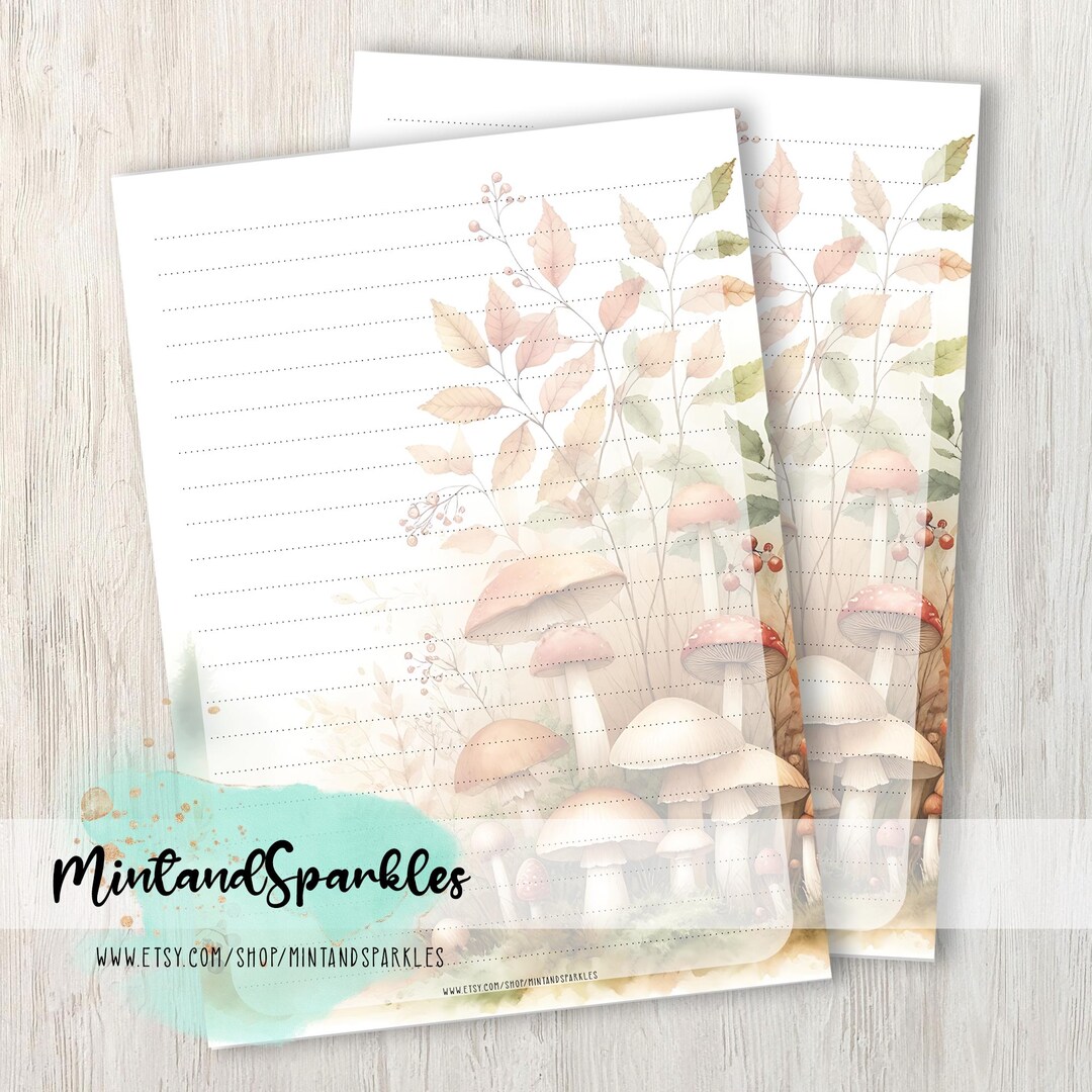Autumn Mushrooms Writing Paper Sheets - Etsy