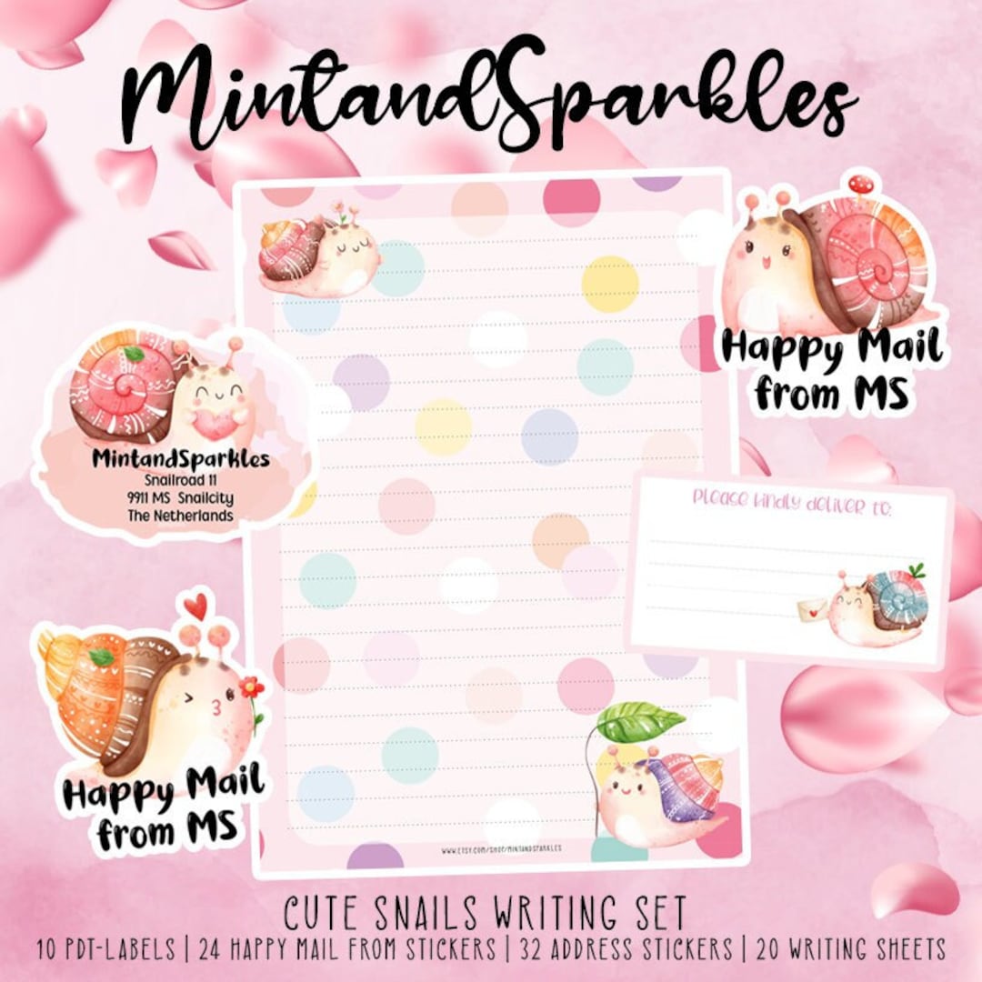 Cute Snails Set Letter Writing Paper Sheets - Etsy Hong Kong