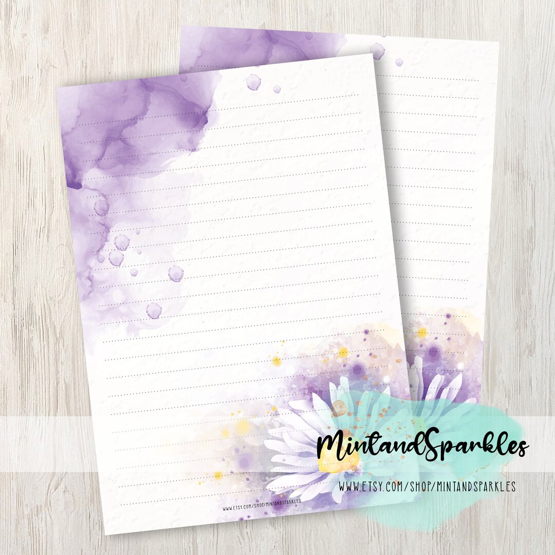 Watercolor Daisy Flower Letter Writing Paper Sheets - Etsy