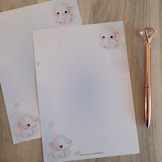 Cute Elephant Letter Writing Paper Sheets - Etsy