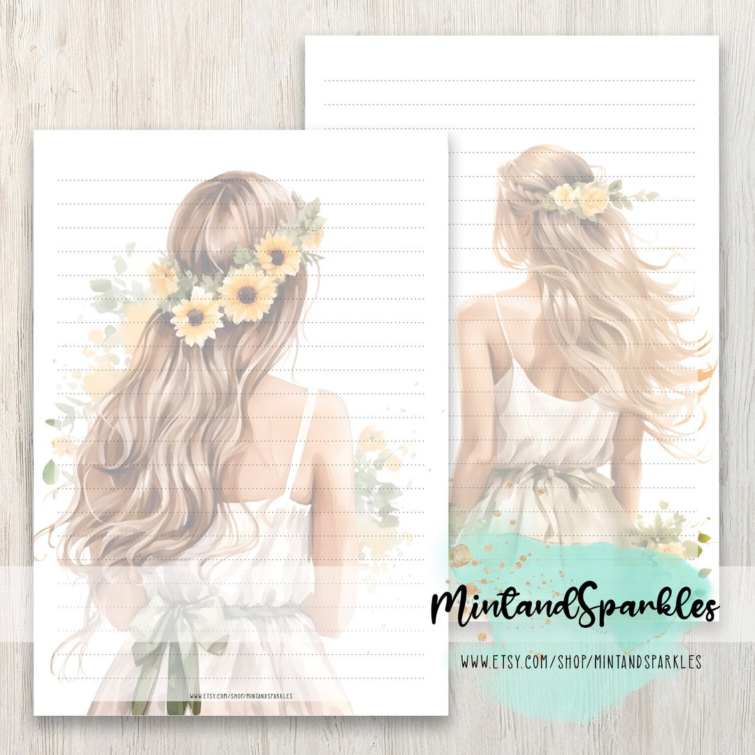 Summer Flower Lady Letter Writing Paper Sheets - Etsy
